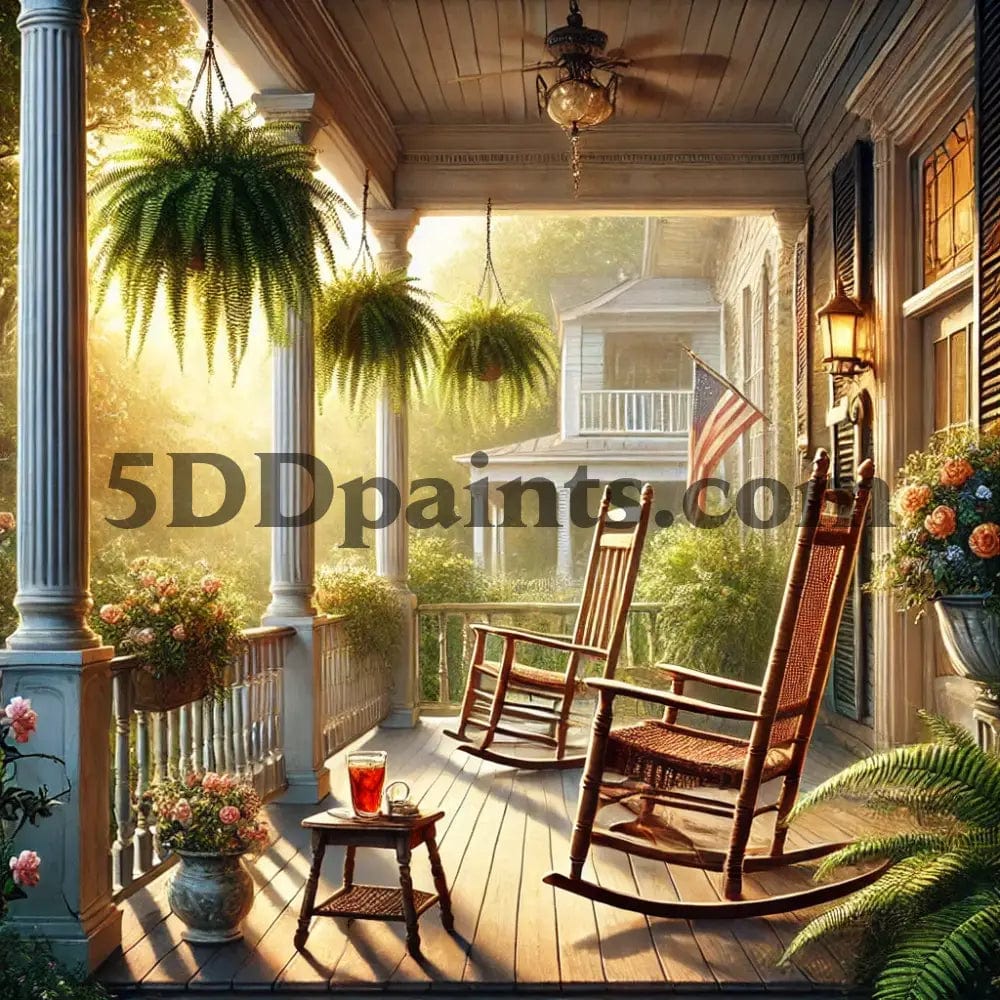 Southern Charm Porch Scene 5D Diamond Painting Kit | 5DDpaints – Amazello