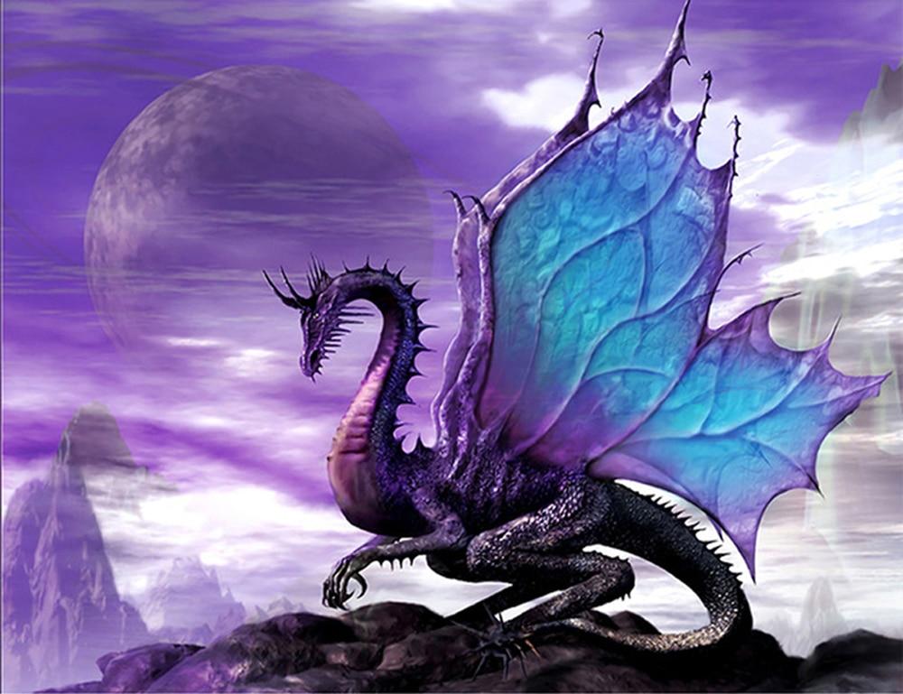 Purple Dragon 5D Diamond Painting Kit – Fantasy Art | 5DDpaints – Amazello